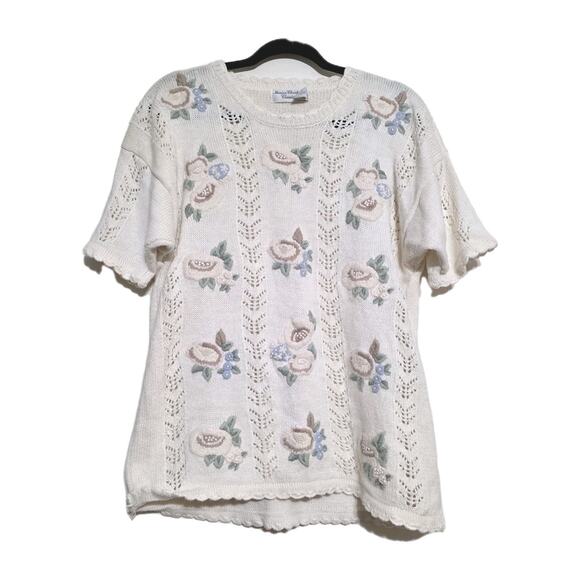 American Vintage | Sweaters | Vintage Cottagecore Embroidered Floral ...